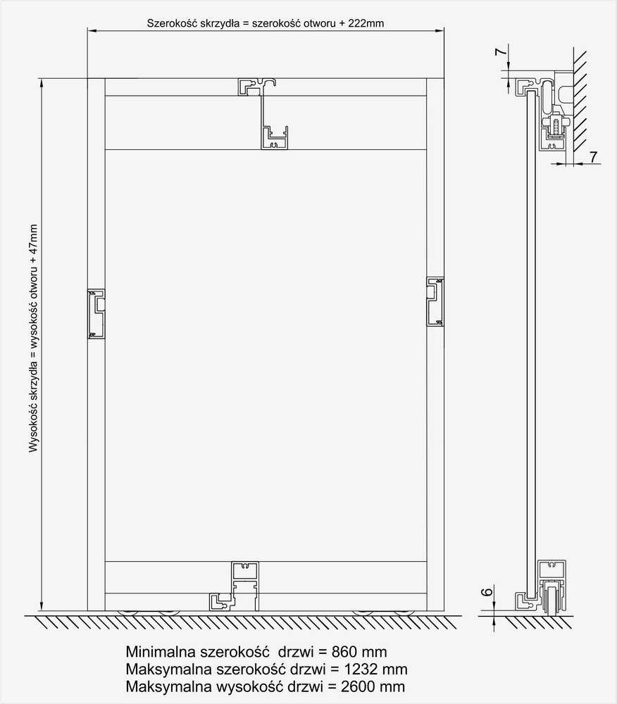 Drzwi Przesuwne Magic Ukryty System Szklane w ramie LUSTRO Ghost BEZ ...